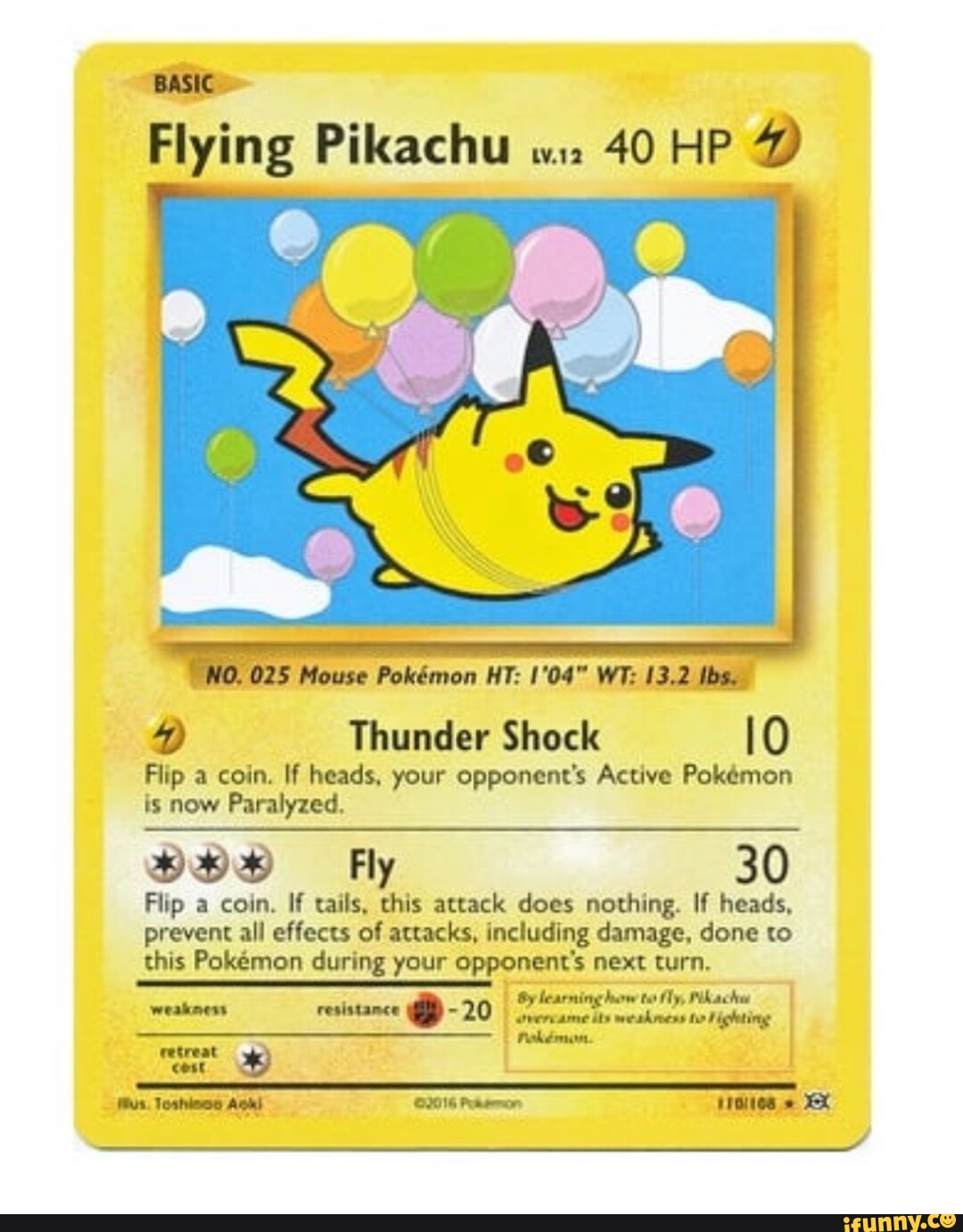 BASIC Flying Pikachu me 40 HP NO, 025 Mouse Pokmon HT: 1'04" WT: 13,2 ...
