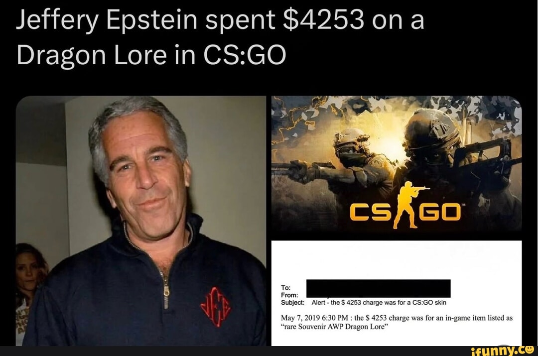Jeffery Epstein spent $4253 ona Dragon Lore in AR From May 7, 2019 s ...