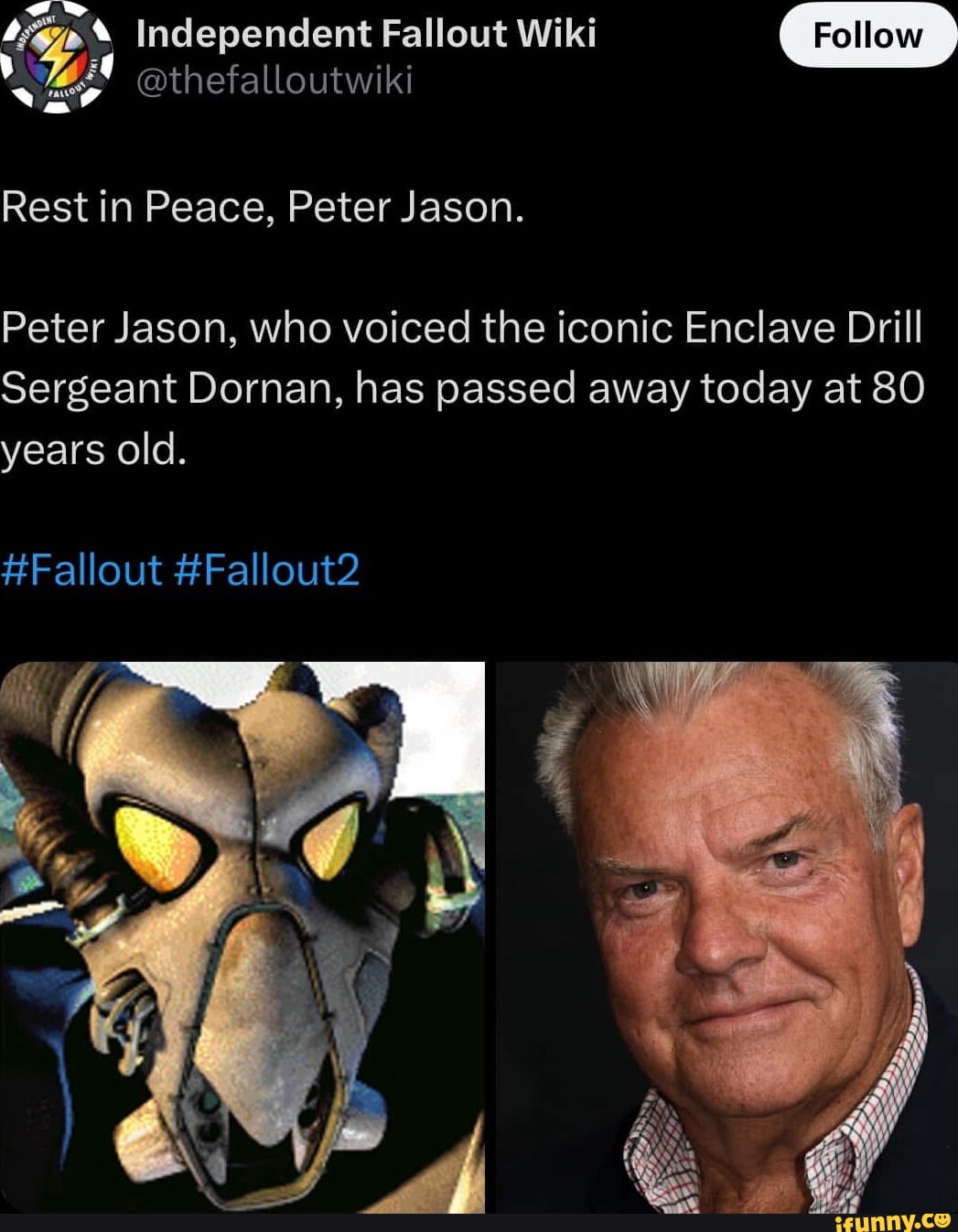 @thefalloutwiki Independent Fallout Wiki Follow Rest in Peace, Peter ...