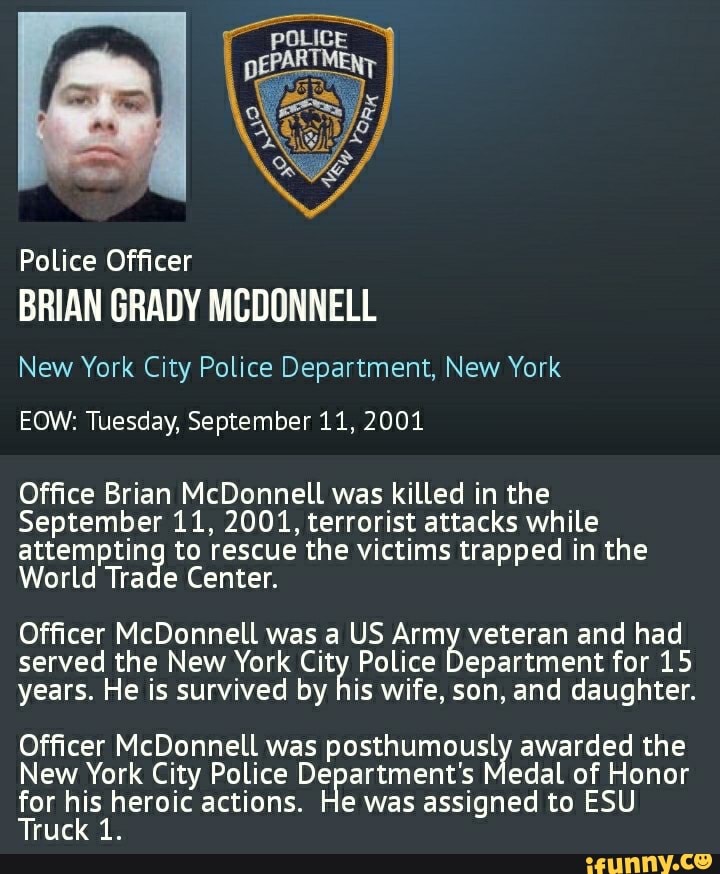 POLICE Police Officer BRIAN GRADY MCDONNELL New York City Police ...