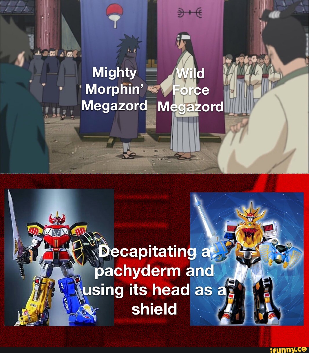 Mighty Wild Morphin' Force Megazord Megazord Decapitating pachyderm and ...