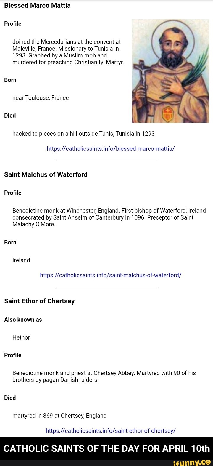 Blessed Marco Mattia Profile Joined the Mercedarians at the convent at ...