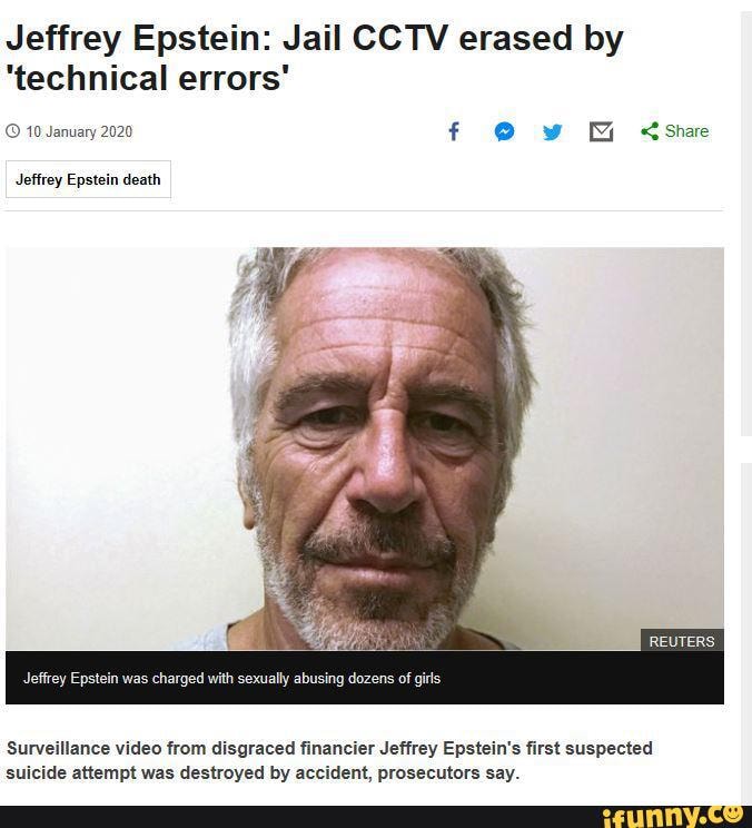 Jeffrey Epstein: Jail CCTV erased by 'technical errors" © 10 January ...