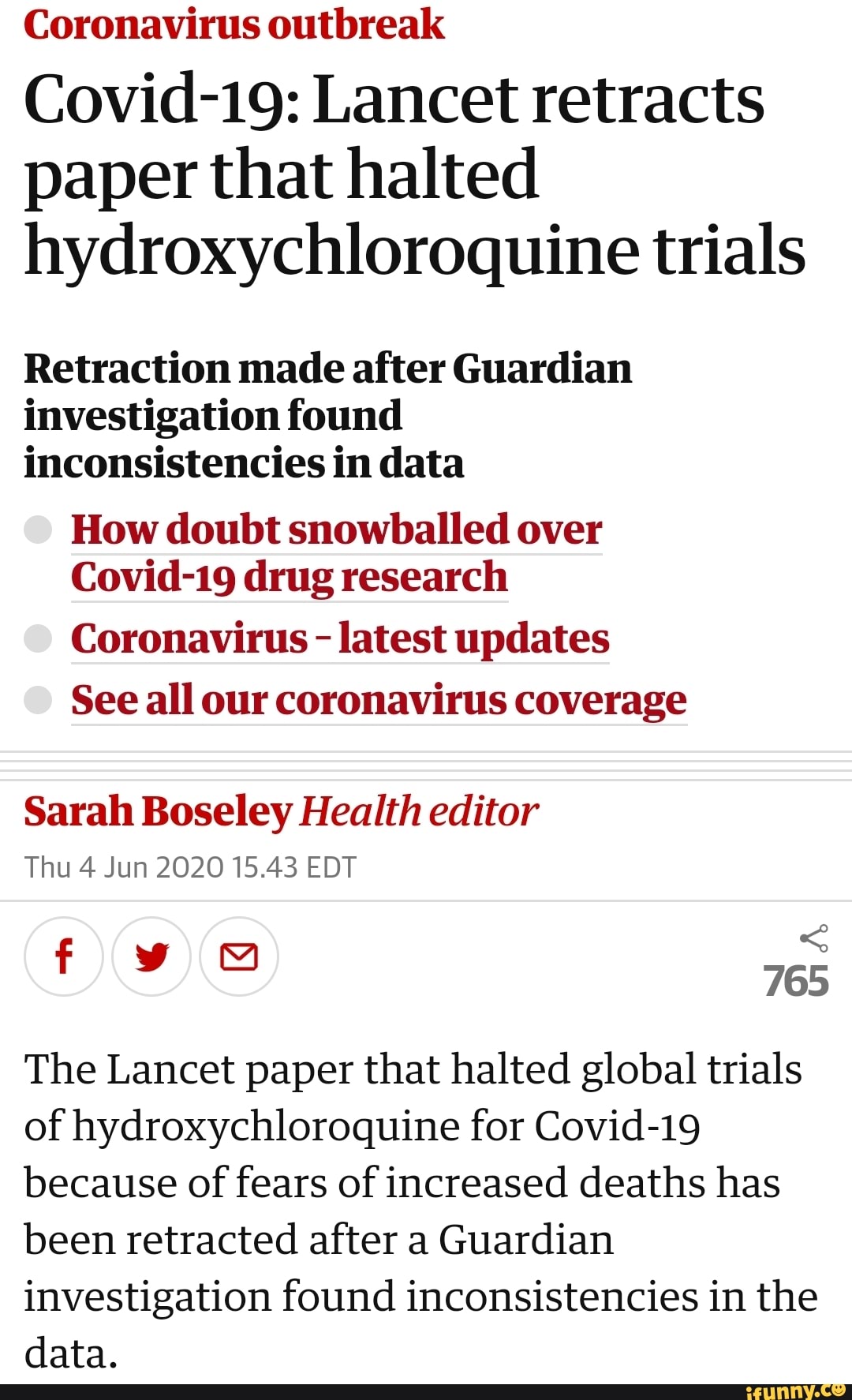 Coronavirus outbreak Covid-19: Lancet retracts paper that halted ...