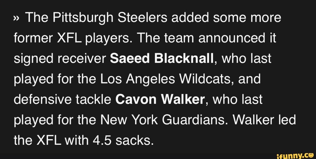 The Pittsburgh Steelers added some more former XFL players. The team ...