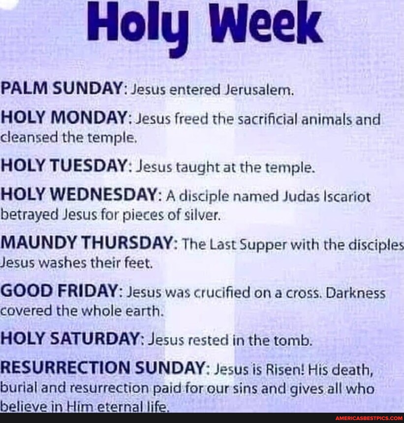 Holy Week PALM SUNDAY: Jesus entered Jerusalem. HOLY MONDAY: Jesus ...