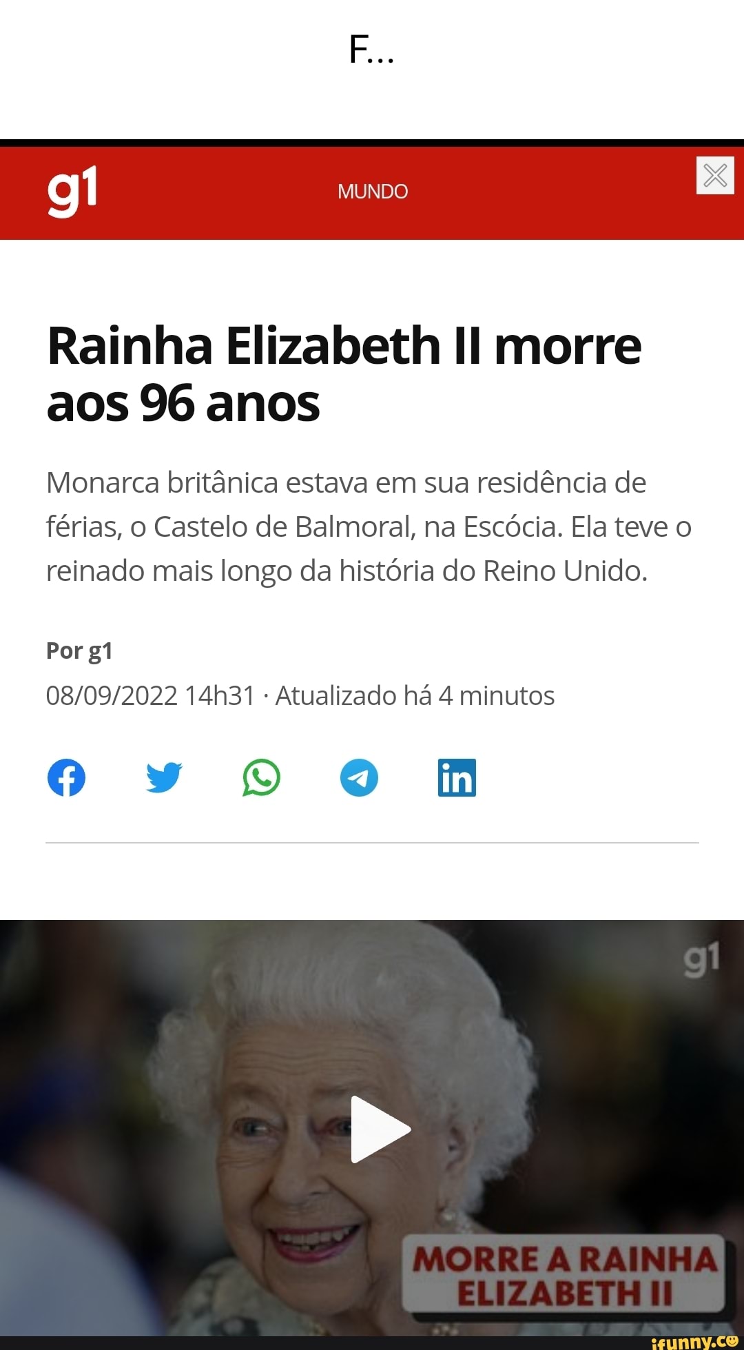 MUNDO Rainha Elizabeth Il morre aos 96 anos Monarca britânica estava em ...
