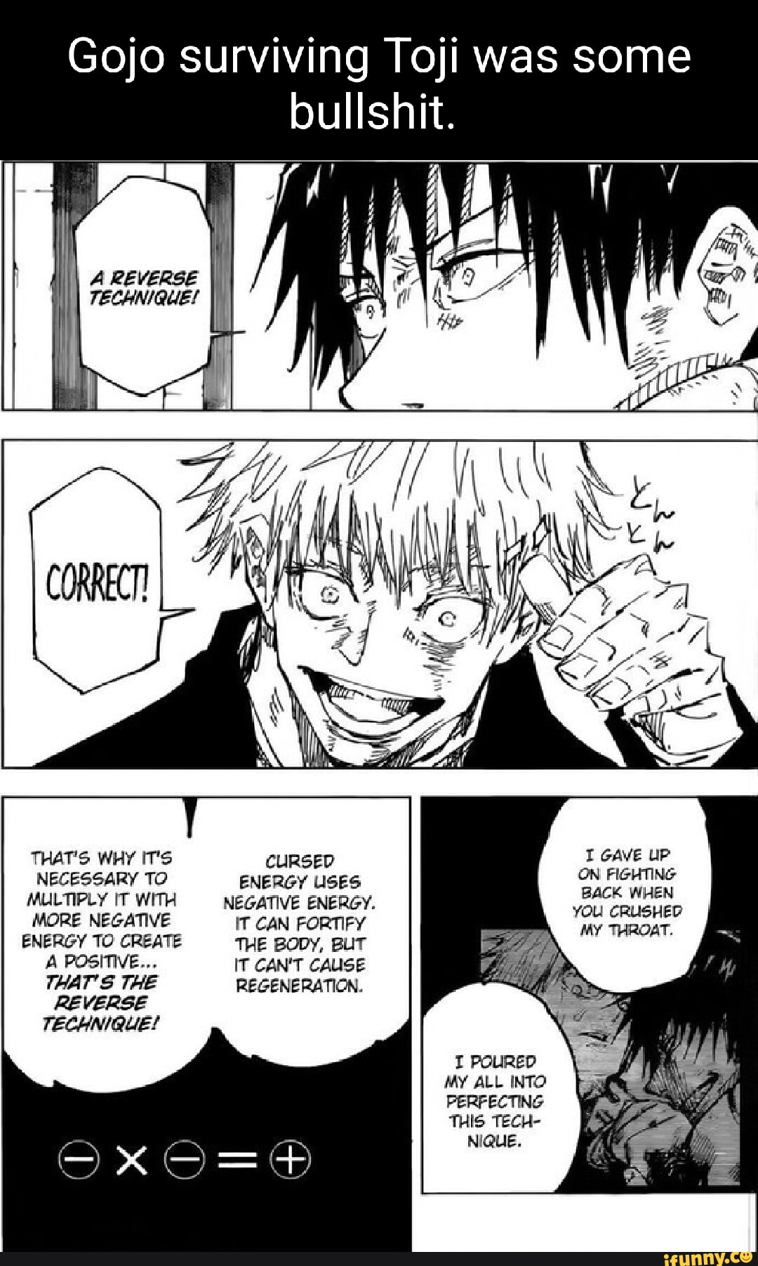 Gojo surviving Toji was some bullshit. Be I A REVERSE TECHNIQUE! THAT'S ...