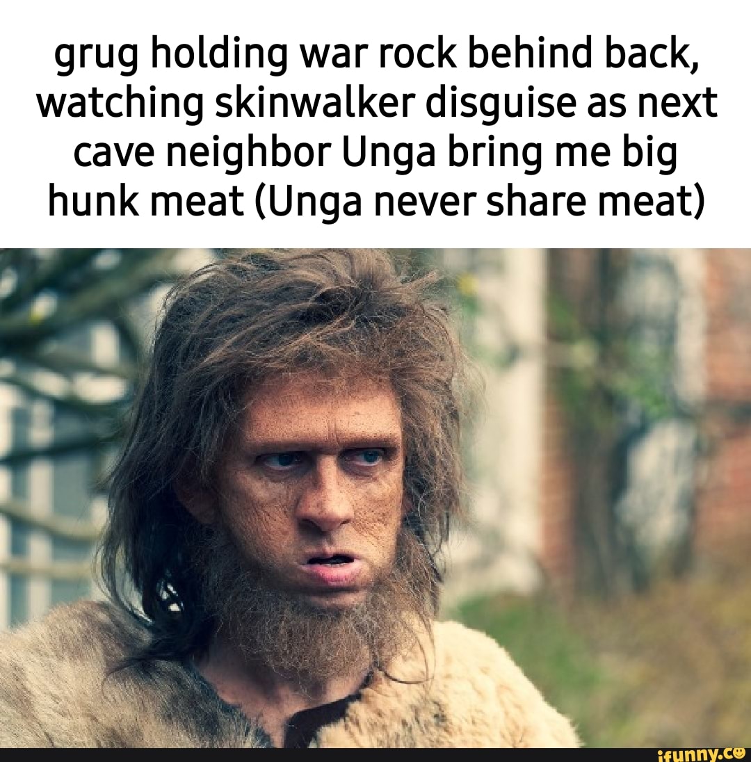 Grug holding war rock behind back, watching skinwalker disguise as next ...