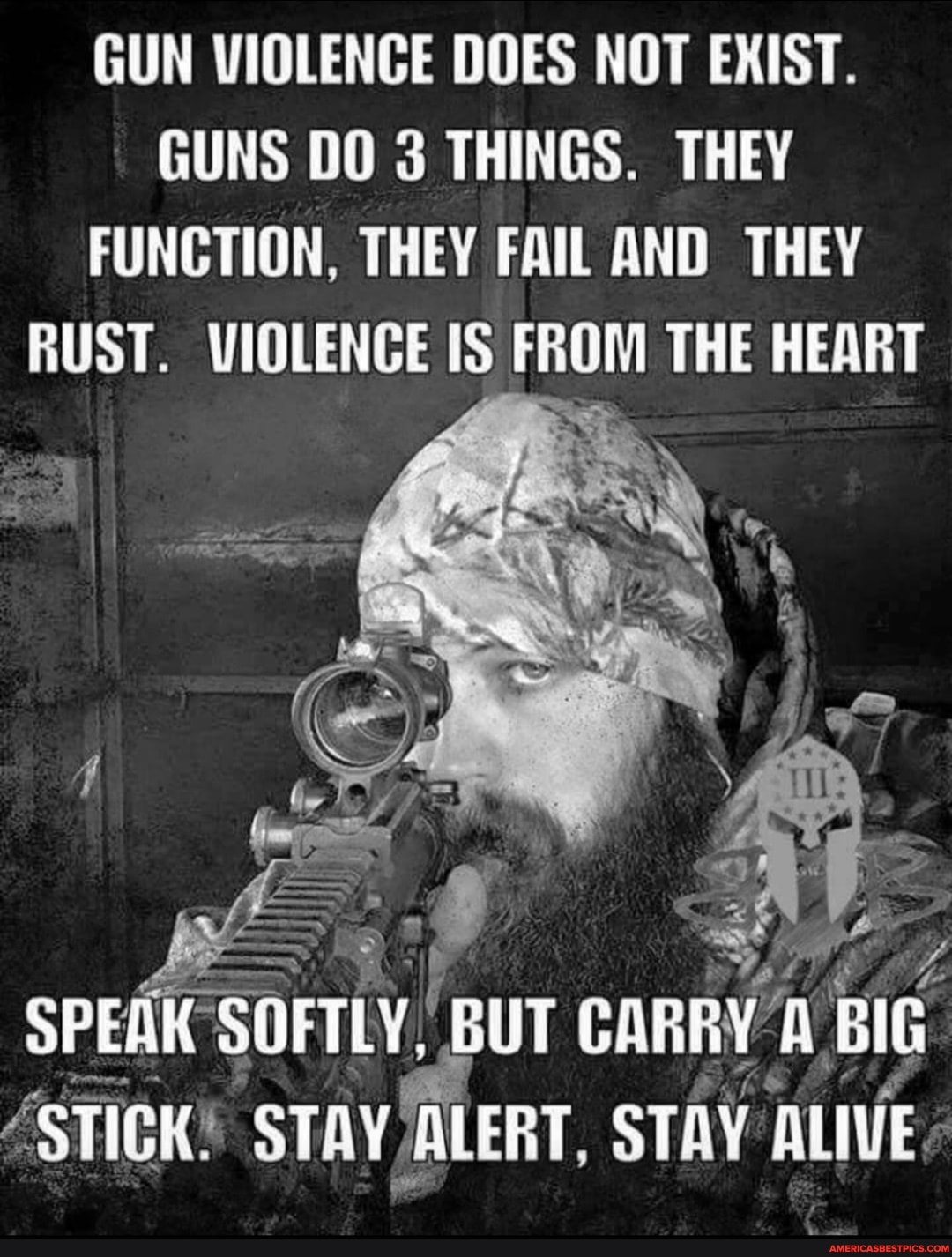 GUN VIOLENCE DOES NOT EXIST. GUNS DO 3 THINGS. THEY FUNCTION, THEY FAIL ...