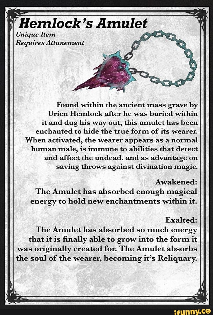 Hemlock's Amulet Unique Item Requires Attunement Found within the ...