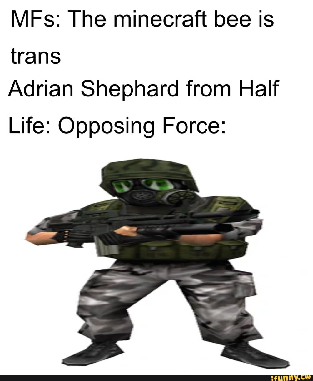MEs: The minecraft bee is trans Adrian Shephard from Half Life ...