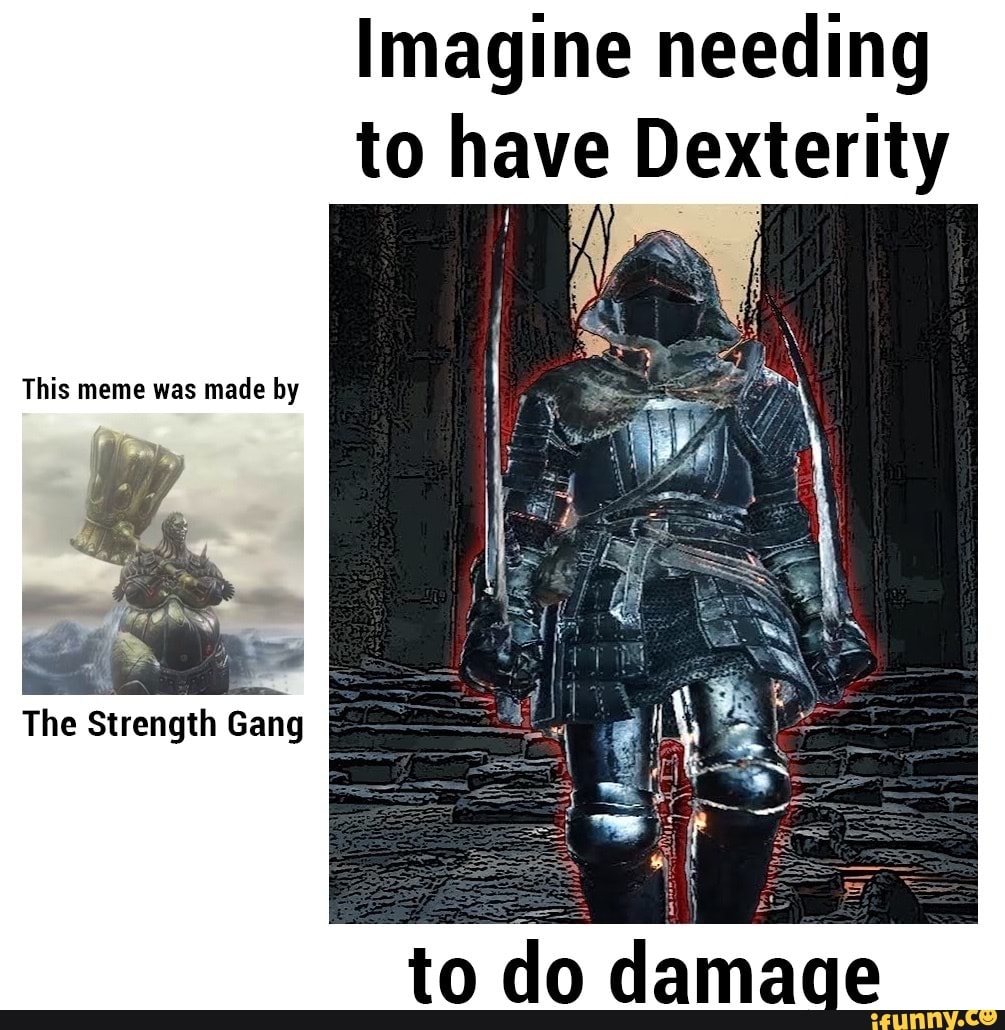 Imagine needing to have Dexterity This meme was made by The Strength ...