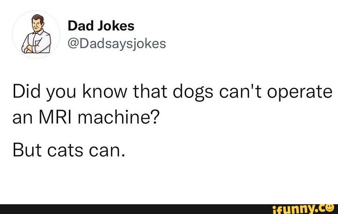 Did you know that dogs can't operate an MRI machine? But cats can. - iFunny