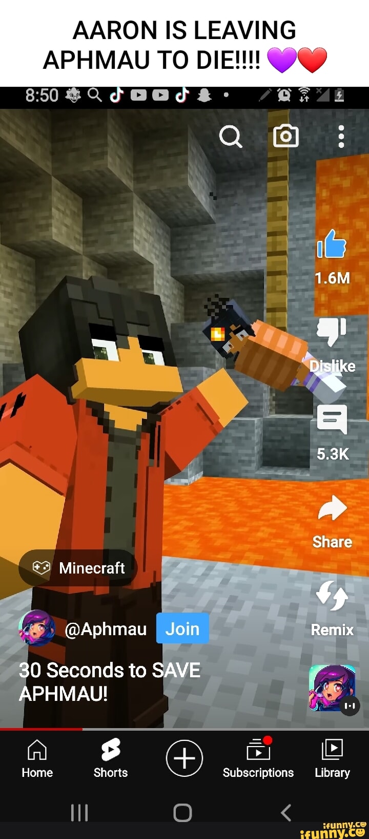 Aaron Is Leaving Aphmau To Die 1 6m Distike Share Minecraft I