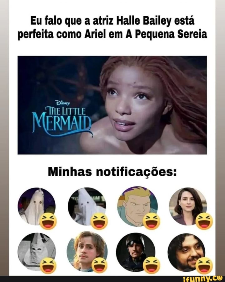 Eu falo que a atriz Halle Bailey está perfeita como Ariel em A Pequena ...