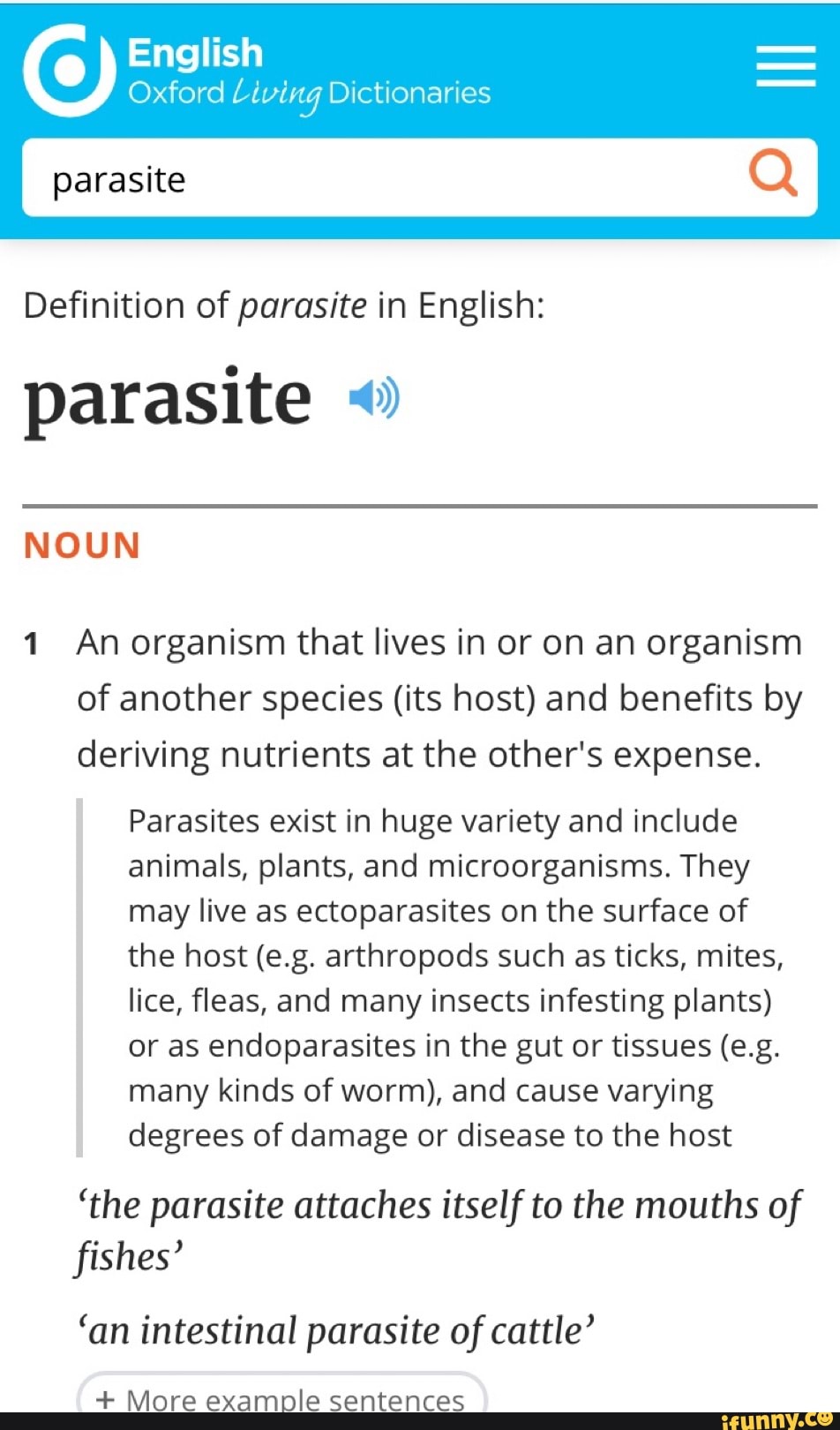 . English Oxford Living Dictionaries Definition of parasite in English ...