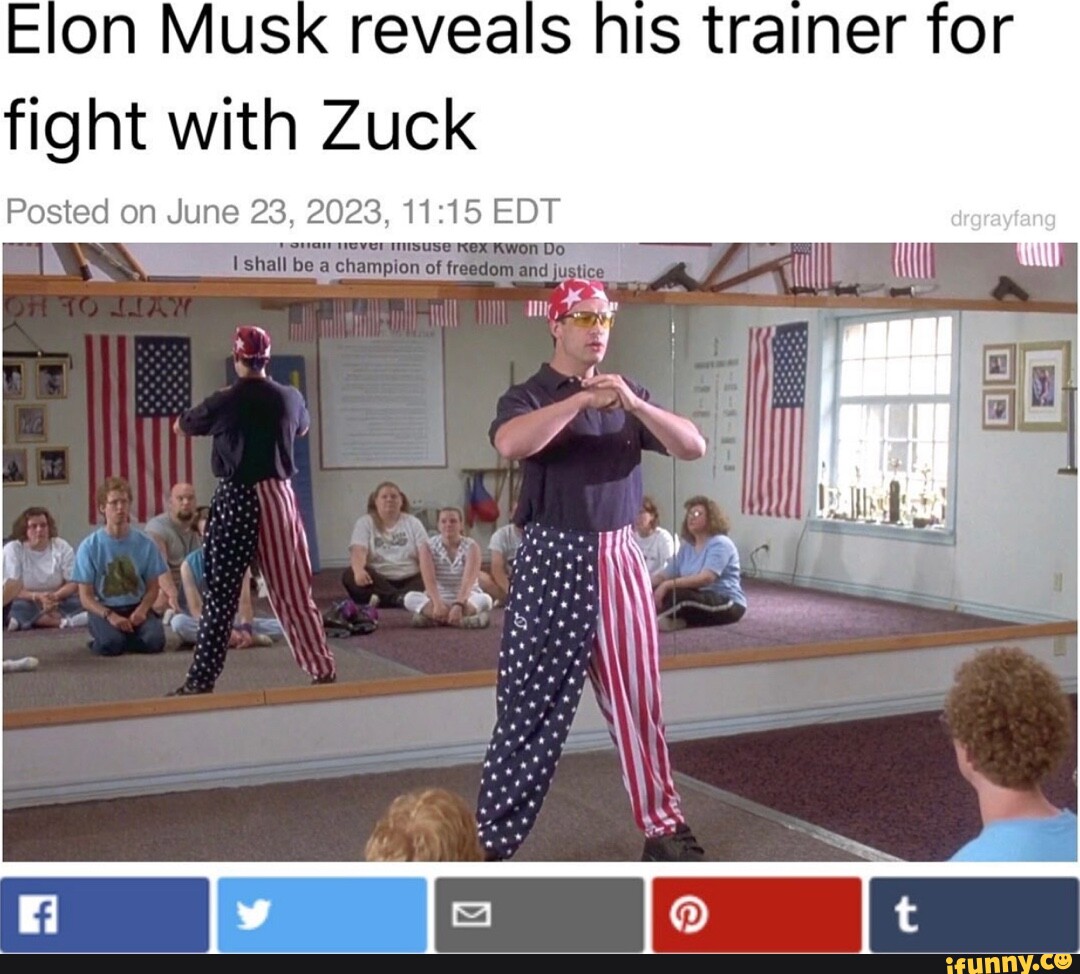 Elon Musk reveals his trainer for fight with Zuck Posted on June 23 ...