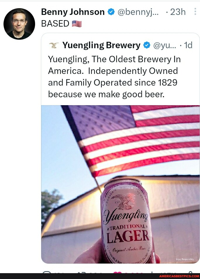Benny Johnson @bennyj... 2 BASED Yuengling Brewery @yu... Yuengling, The Oldest Brewery In ...