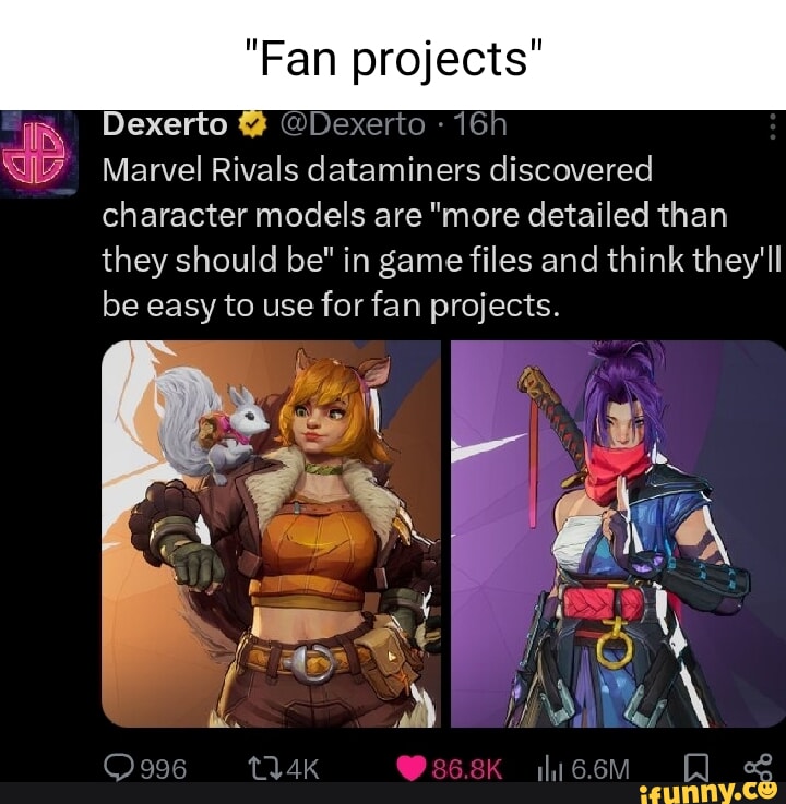 "Fan projects" Dexerto @Dexerto Marvel Rivals dataminers discovered ...