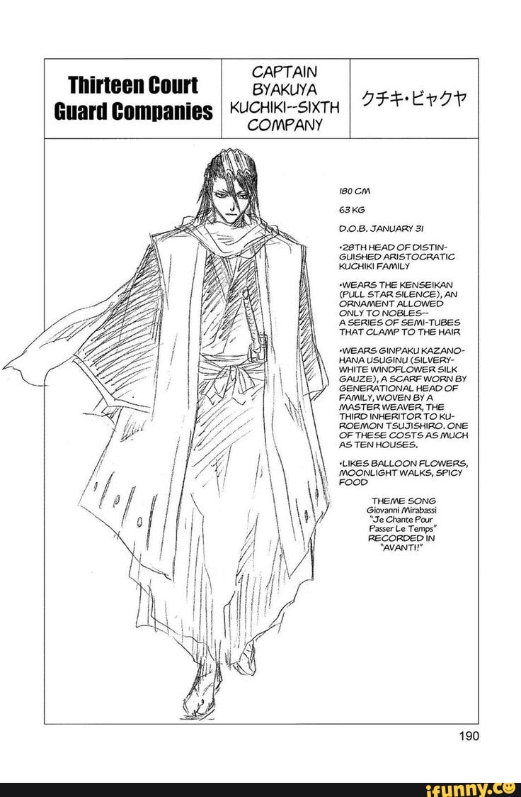 Thirteen Court Guard Companies CAPTAIN BYAKUYA KUCHIKI-SixTH I PIP ...