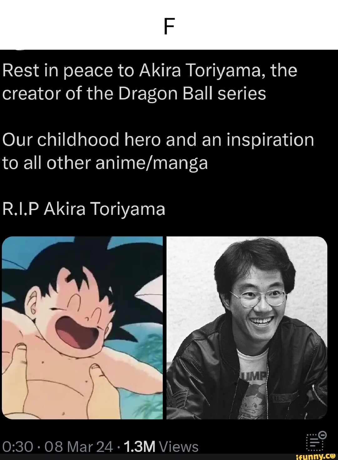 Rest in peace to Akira Toriyama, the creator of the Dragon Ball series ...