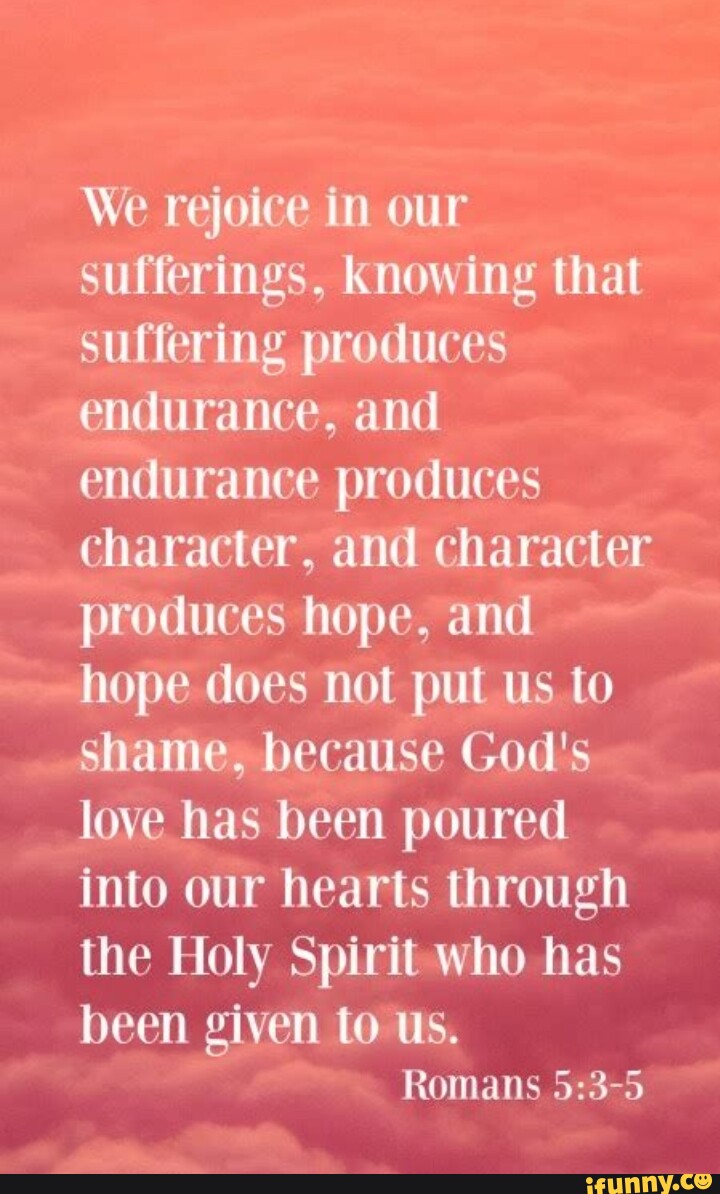 We rejoice in our sufferings, knowing that suffering produces endurance ...
