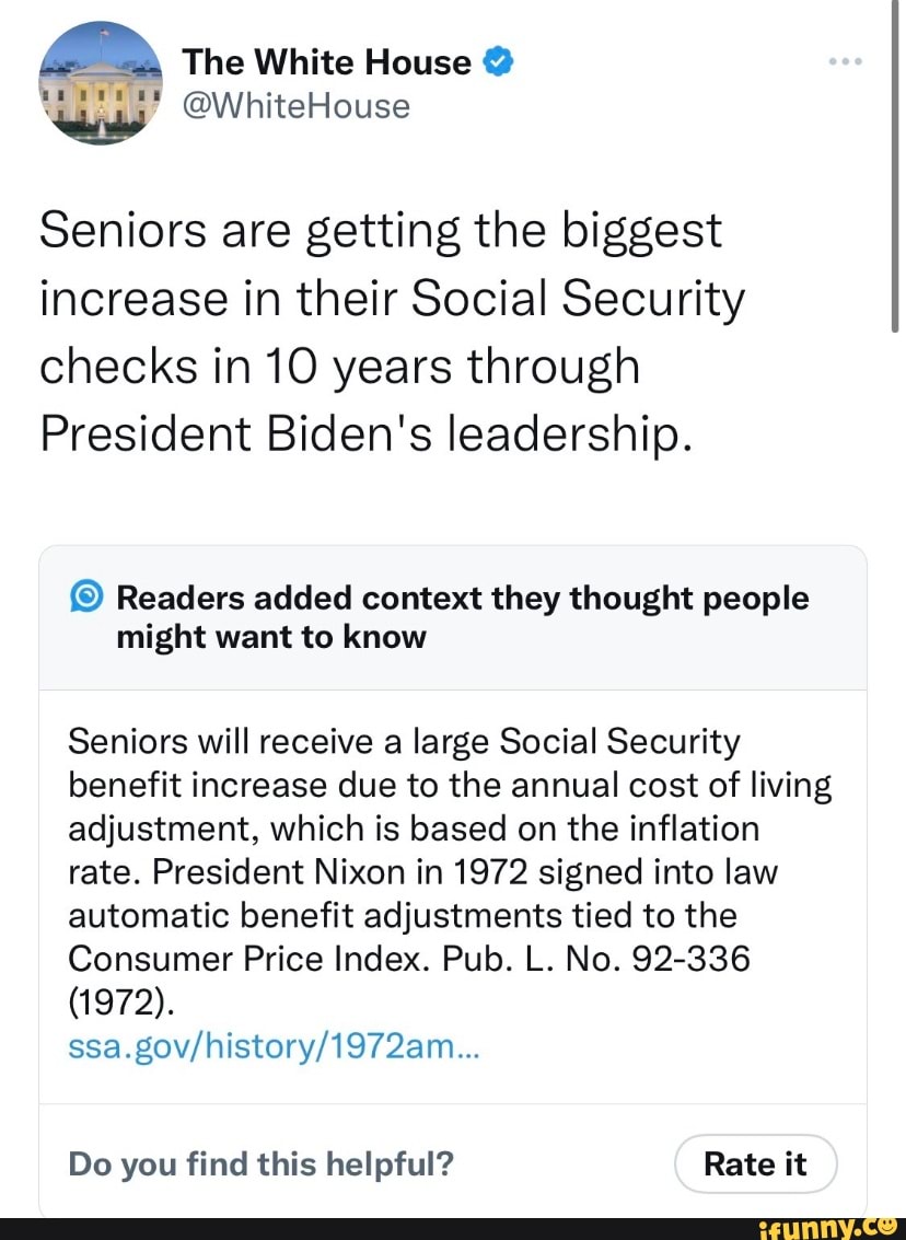 A> The White House @ \ @WhiteHouse Seniors are getting the biggest ...
