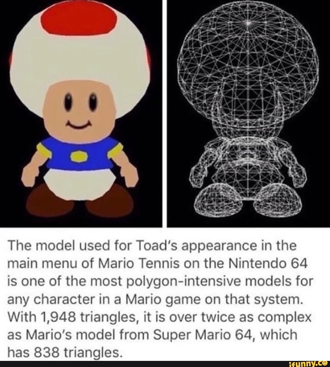 The model used for Toad's appearance in the main menu of Mario Tennis ...