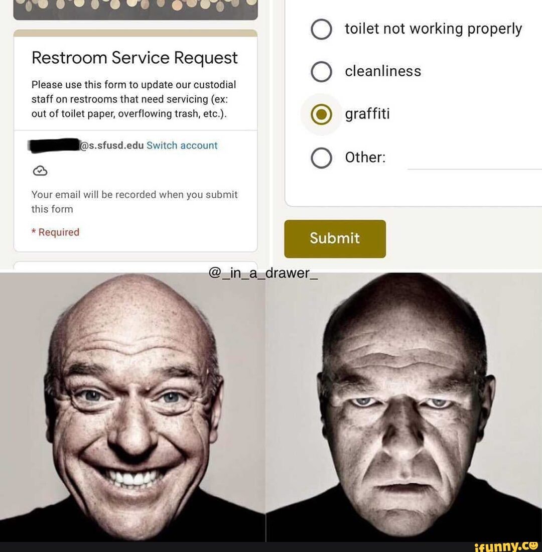 Restroom Service Request 'e) toilet not working properly O cleanliness ...