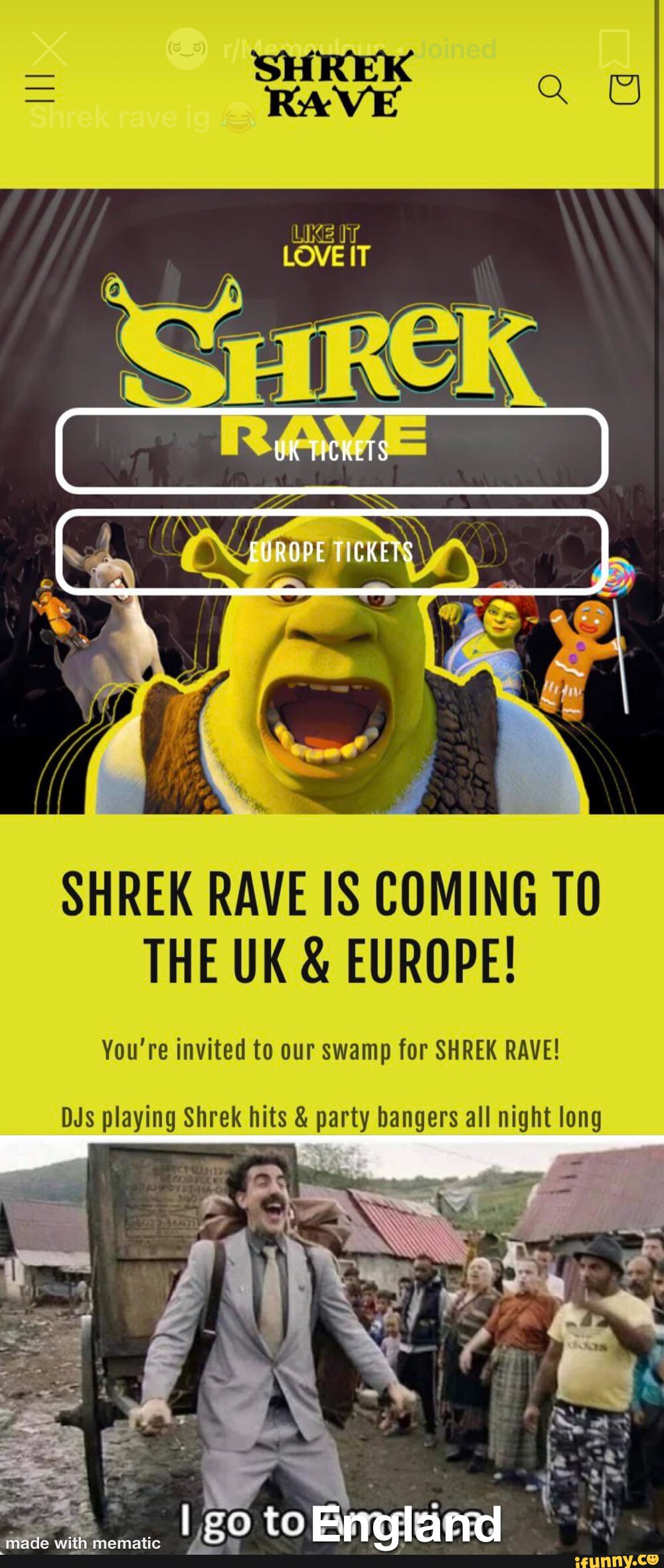 LOVE SHREK IR UK TICKETS ASS EUROPE FICKETS I SHREK RAVE IS COMING TO ...