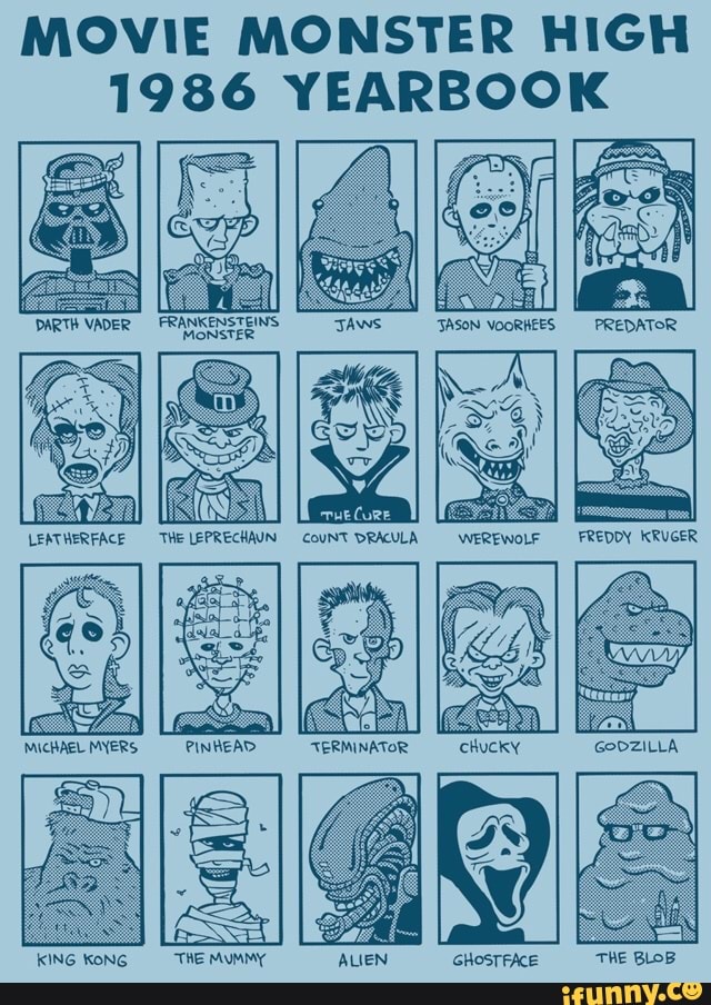 MOVIE MONSTER HIGH 1986 YEARBOOK ENS ANKENSTE! JASON VOORHEES PREDATOR ...