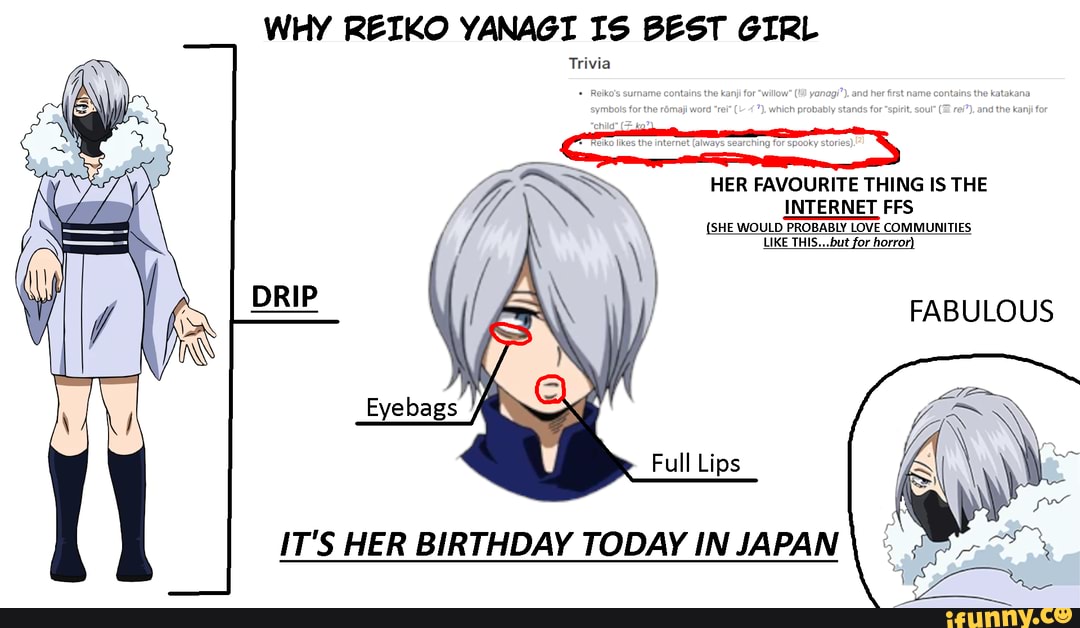 WHY REIKO YANAGI IS BEST GIRL Trivia Reiko's sumame contains the kanji ...