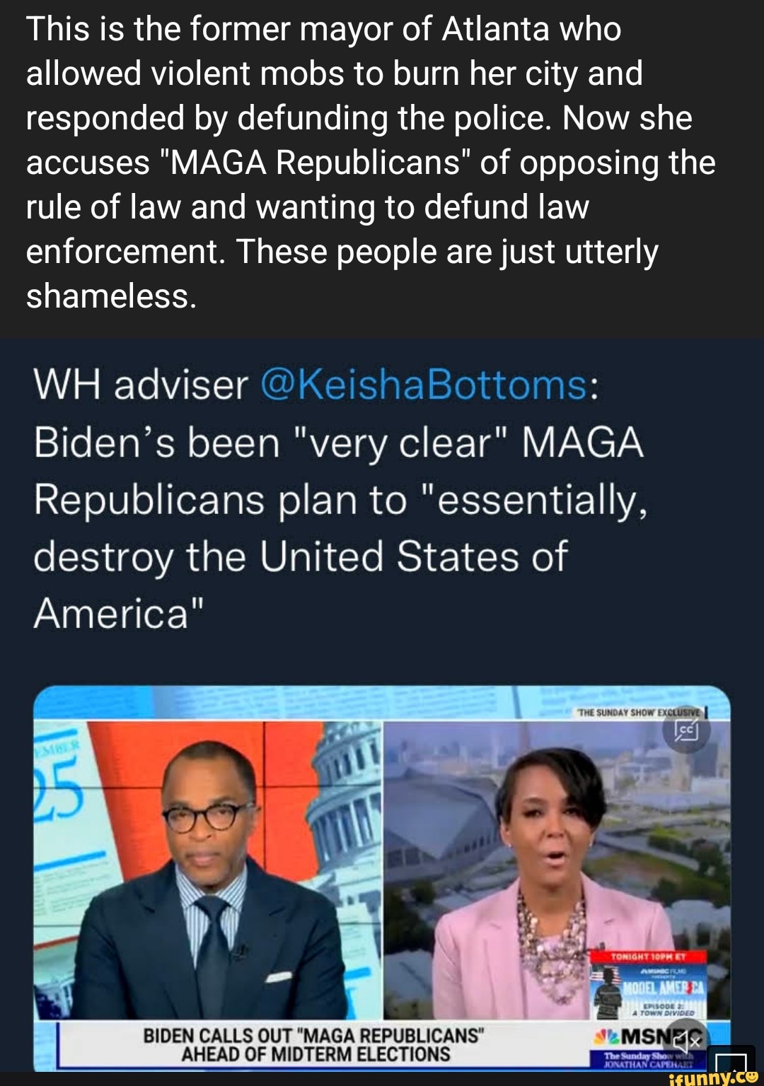 This is the former mayor of Atlanta who allowed violent mobs to burn ...