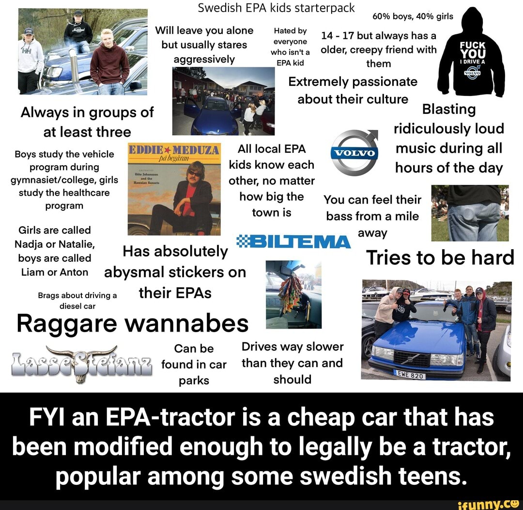 Swedish EPA kids starterpack 60% boys, 40% girls Will leave you alone ...