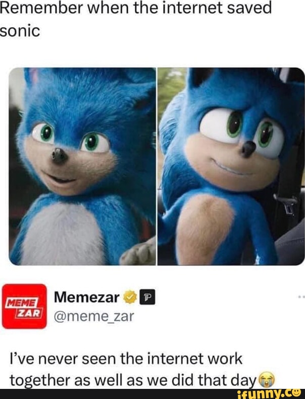 Remember when the internet saved sonic Memezar meme zar I I've never ...