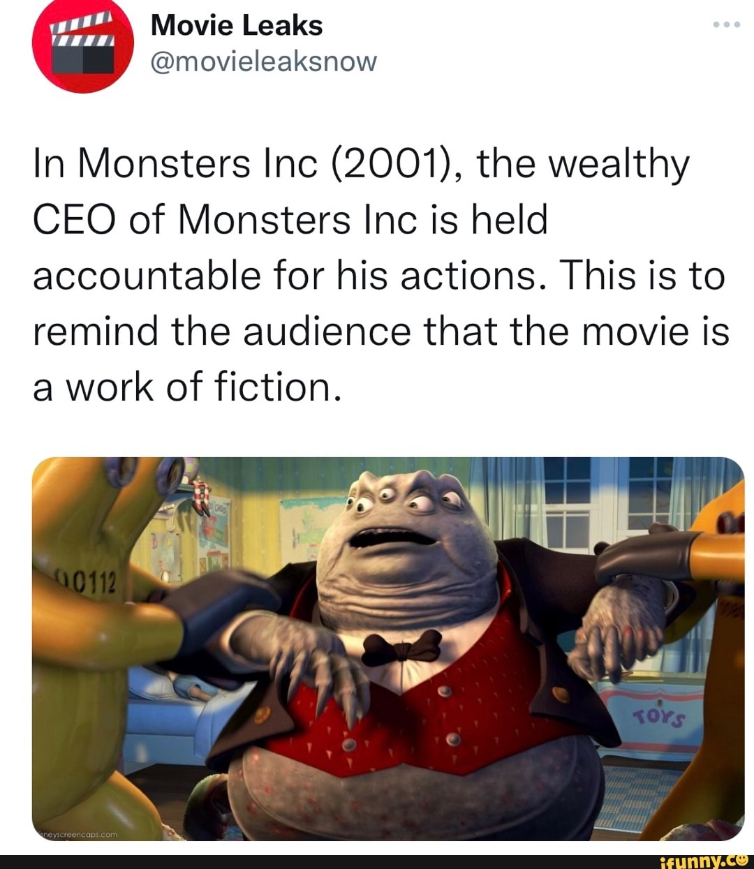 Movie Leaks @movieleaksnow In Monsters Inc (2001), the wealthy CEO of ...