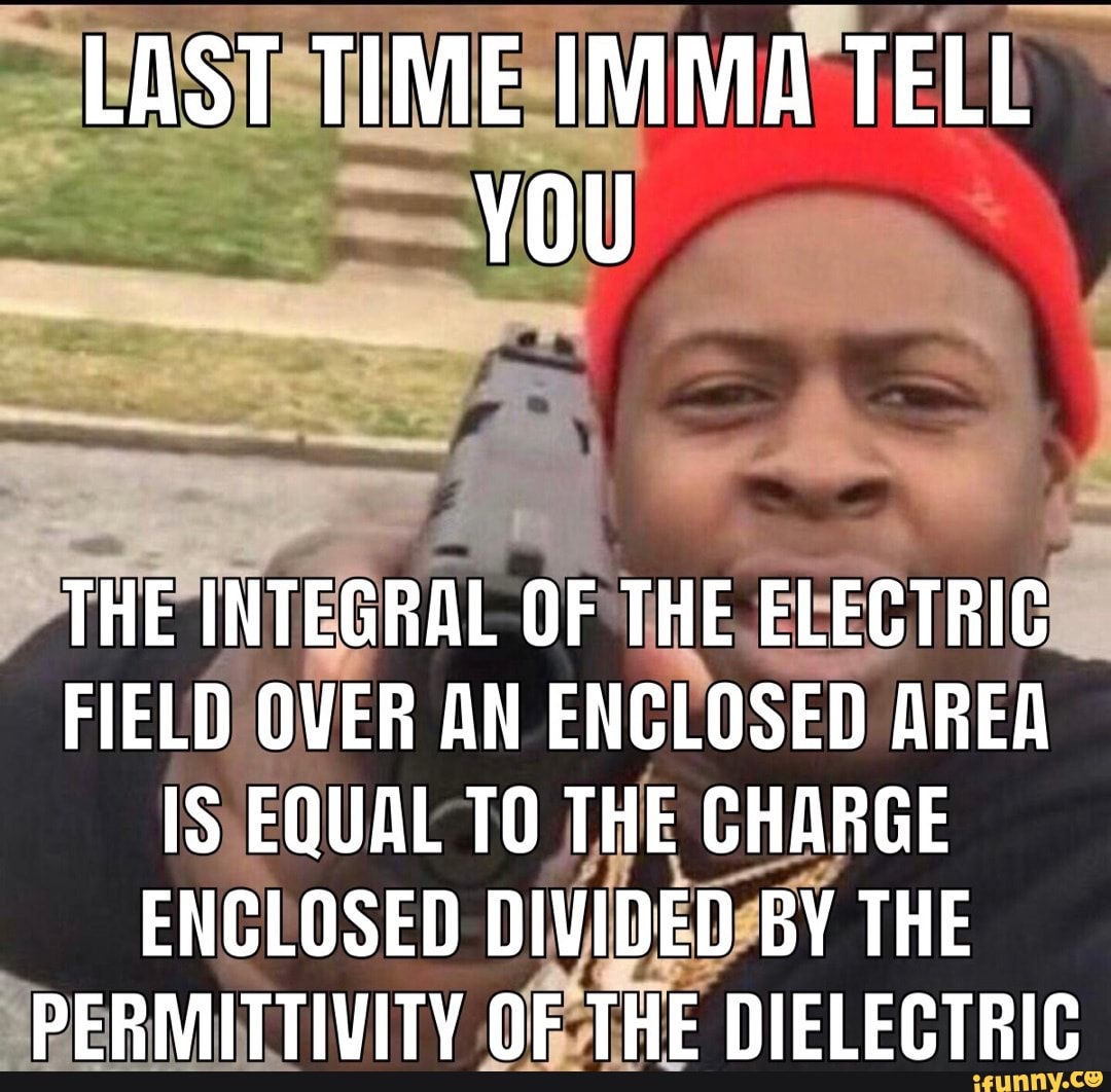 LAST TIME IMMA TELL YOU THE INTEGRAL OF THE ELECTRIC FIELD OVER AN ...