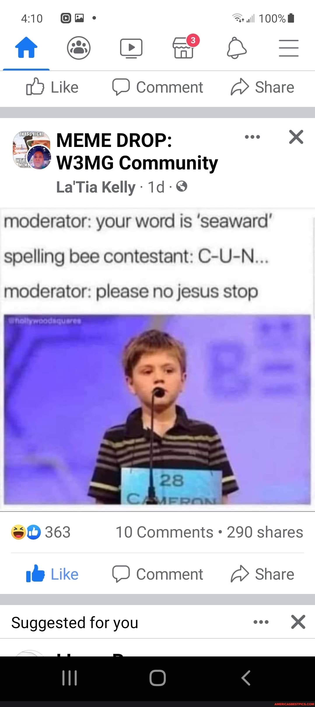 410 100% Like Comment Share MEME DROP: W3MG Community La'Tia Kelly ...