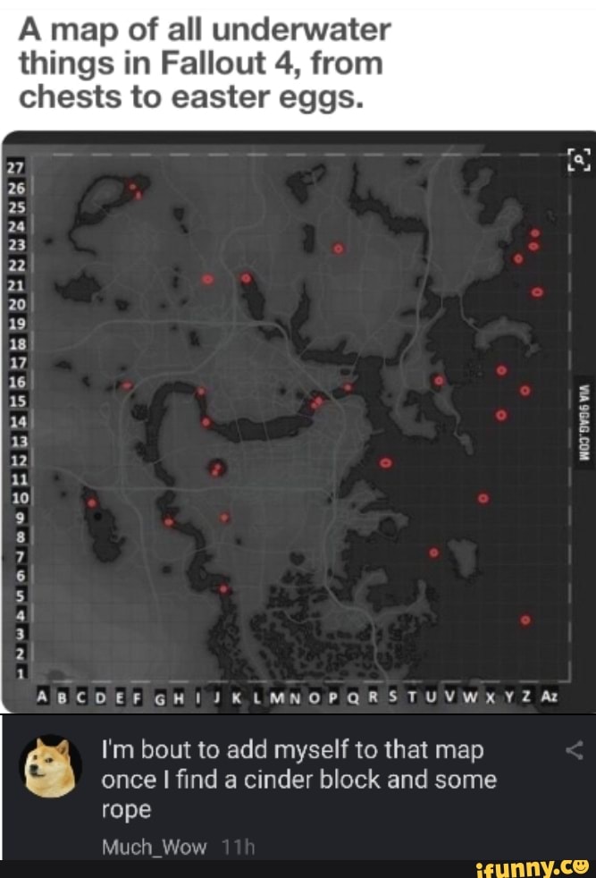 A map of all underwater things in Fallout 4, from chests to easter eggs ...