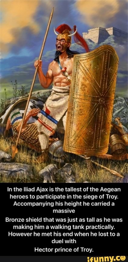 AL In the Iliad Ajax is the tallest of the Aegean Aegean heroes to ...