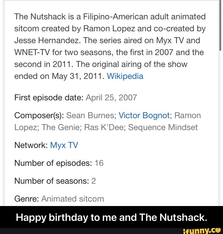 The Nutshack is a Filipino-American adult animated sitcom created by ...