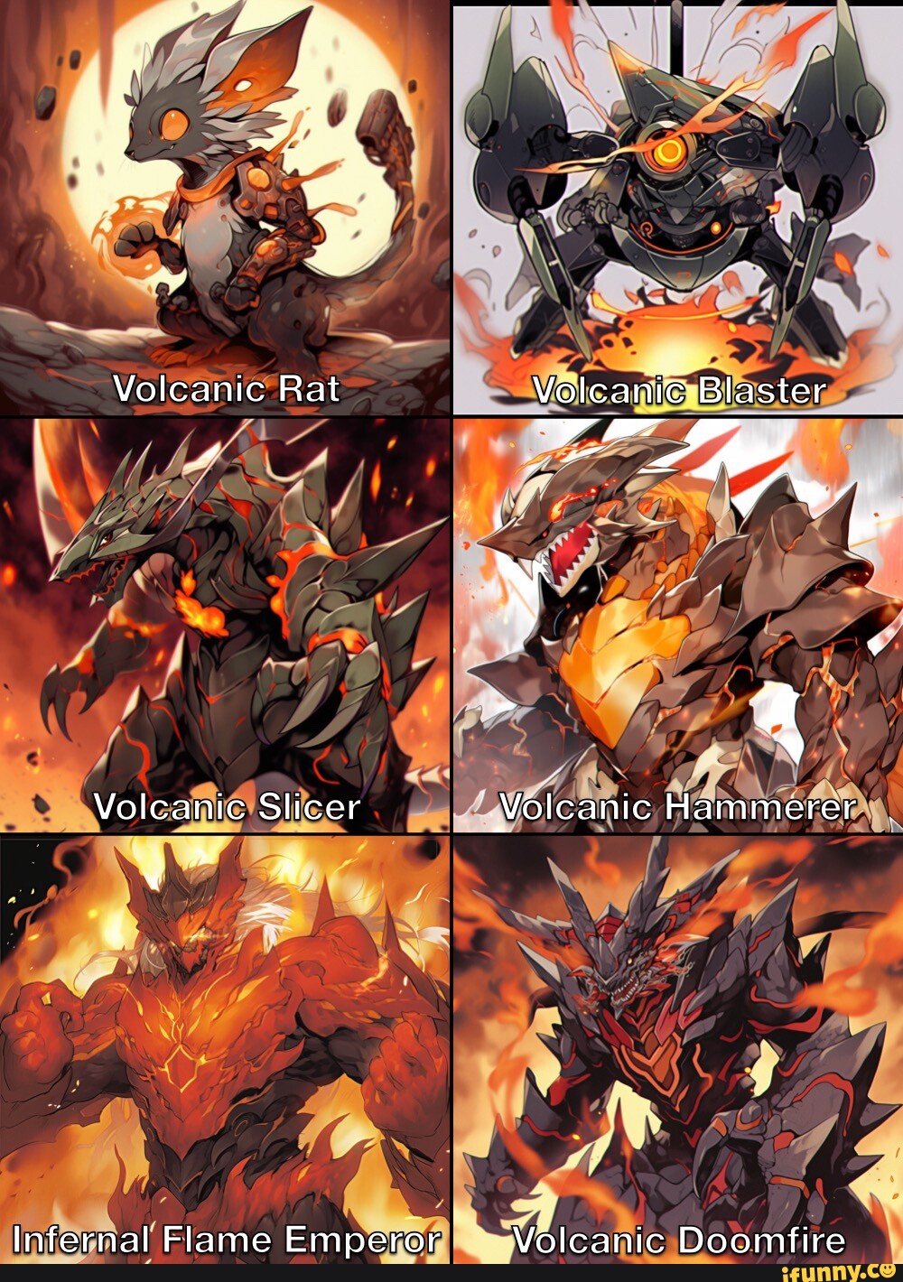 Volcanic Rat Volcanic Blaster Volcanic Slicer Volcanic Hammerer Infernal Flame Emperor Volcanic ...