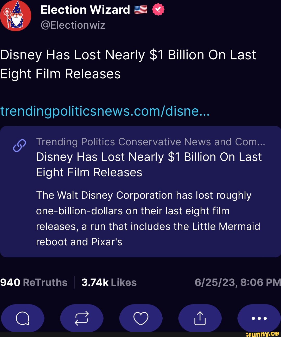 Election Wizard @ Disney Has Lost Nearly $1 Billion On Last Eight Film ...