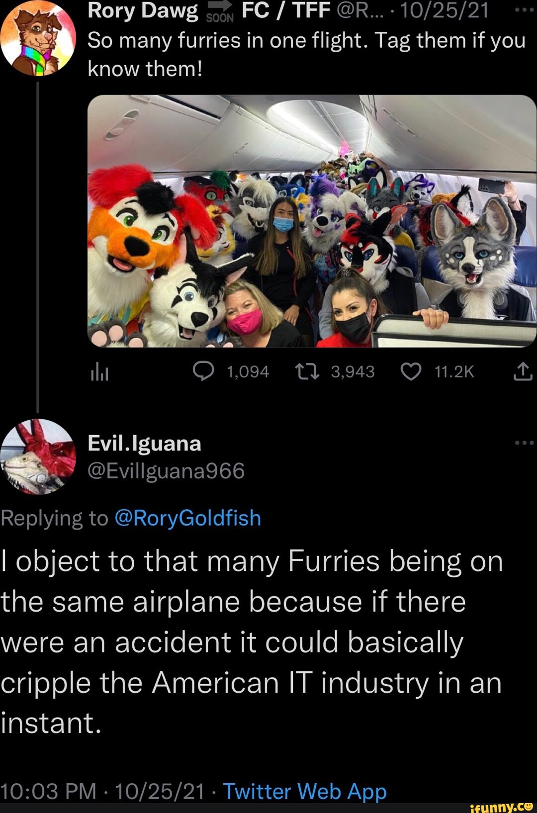 Rory Dawg FC / TFF OR... So many furries in one flight. Tag them if you ...