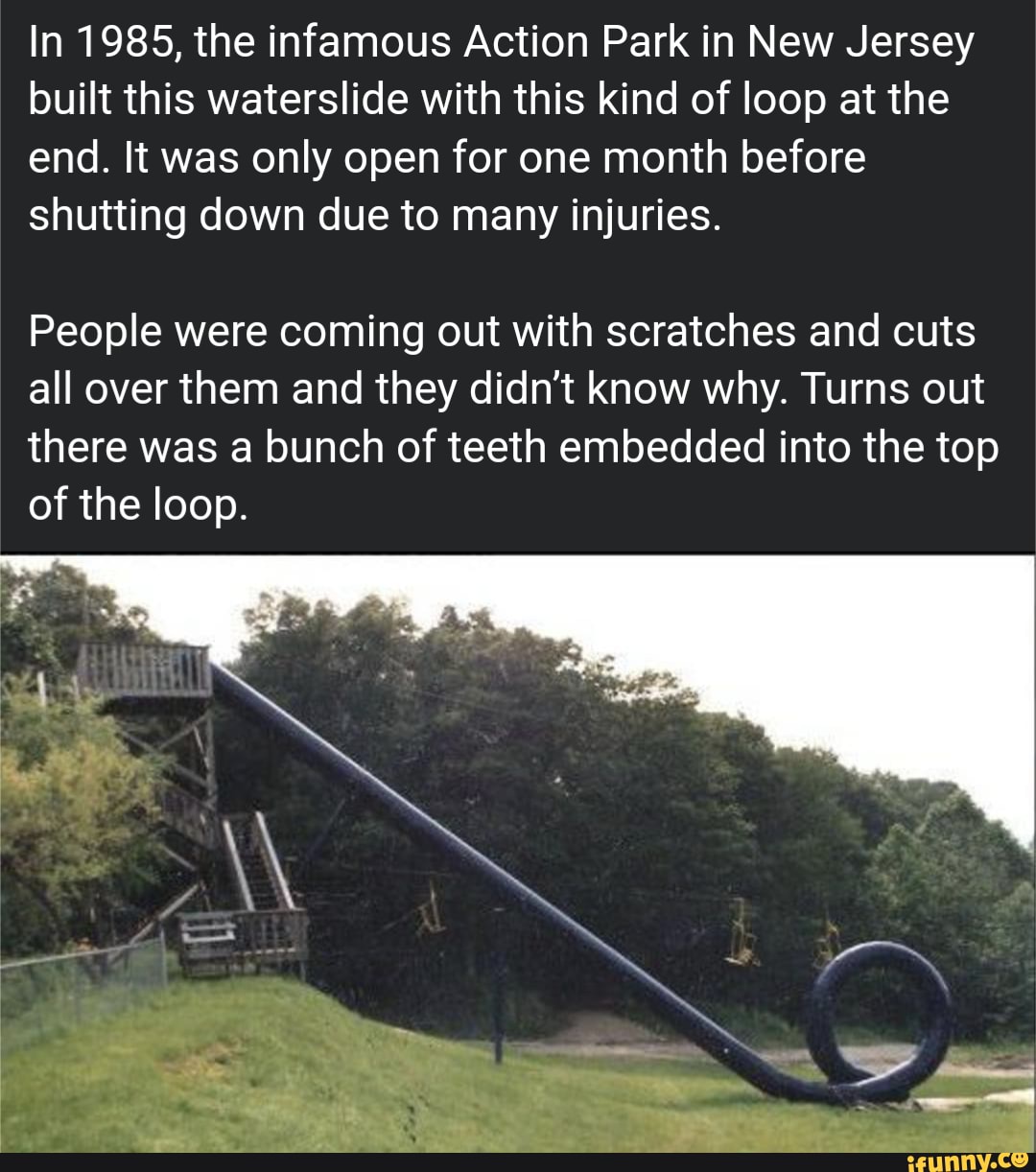 In 1985, the infamous Action Park in New Jersey built this waterslide ...