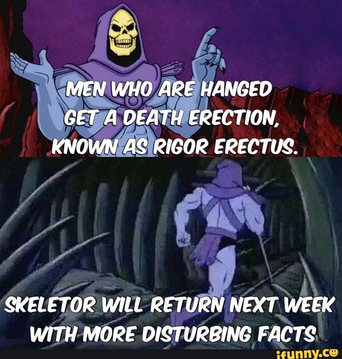 MEN WHO ARE HANGED GET A DEATH ERECTION, KNOWN AS RIGOR ERECTUS. OR ...