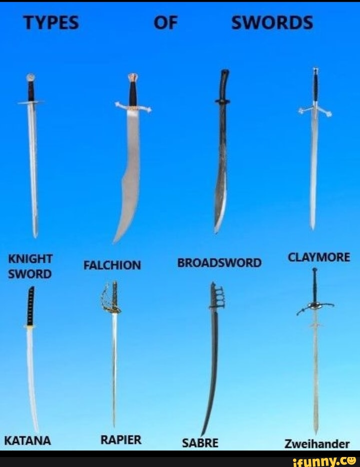 TYPES KNIGHT SWORD "ALCHION do I KATANA RAPIER SWORDS BROADSWORD ...