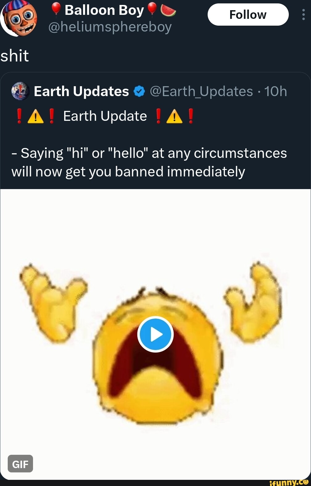 Balloon Boy Follow] : @heliumsphereboy shit Earth Updates @Earth ...