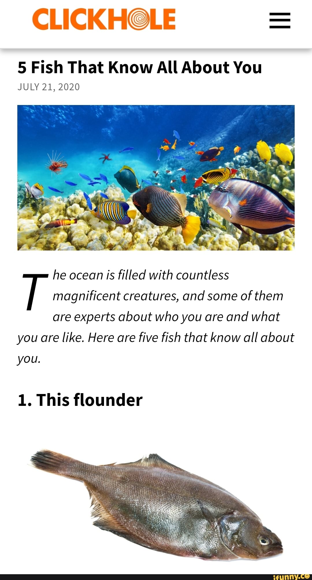 5 Fish That Know All About You JULY 21, 2020 he ocean is filled with ...